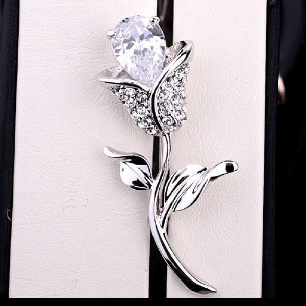 brooch rose silver | Jewelries Crystalline Azuria