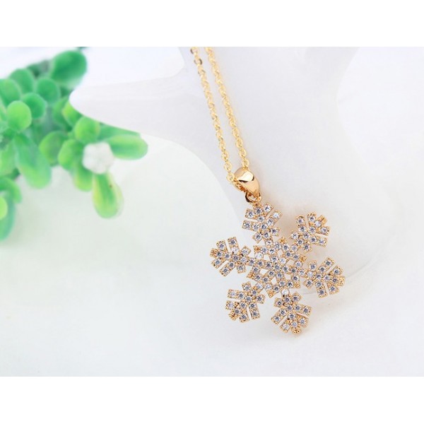 Necklace Snowflake yellow gold | Jewelries Crystalline Azuria
