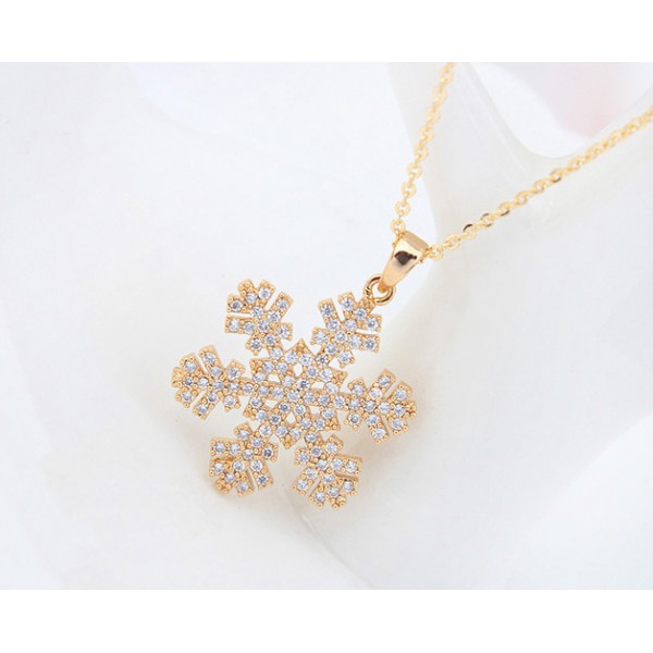 Necklace Snowflake yellow gold | Jewelries Crystalline Azuria